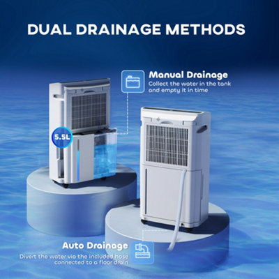 HOMCOM 16L/Day Quiet Air Dehumidifier with Purifier, UVC, Ioniser ...