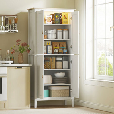 HOMCOM 176.5 cm Tall Freestanding Pantry Storage Cabinet with 4 Doors White