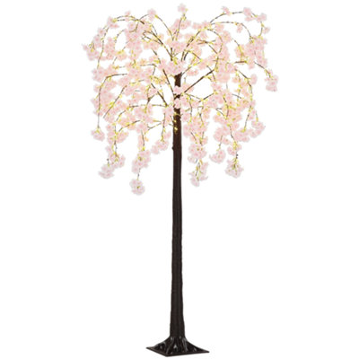 HOMCOM 180cm Cherry Blossom Tree Light with 350 LED Lights Fake Sakura Tree