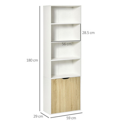 HOMCOM 2 Door 4 Shelves Bookcase Wooden Storage Cabinet Display Unit ...