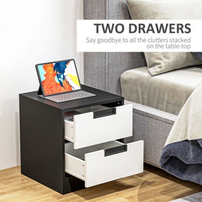 HOMCOM 2 Drawer Bedside Tables Set of 2 with Storage Nightstands for ...
