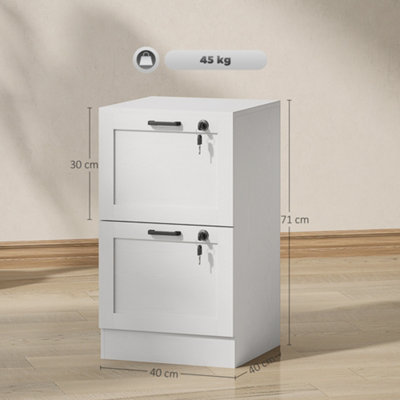 HOMCOM 2-Drawer File Cabinet, Lockable Filing Cabinet for A4 Letter, White