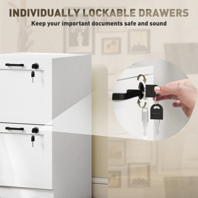 HOMCOM 2-Drawer File Cabinet, Lockable Filing Cabinet for A4 Letter, White