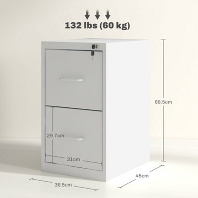 HOMCOM 2 Drawer Filing Cabinet Steel File Cabinet for A4 Letter Size Cream