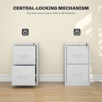 HOMCOM 2 Drawer Filing Cabinet Steel File Cabinet for A4 Letter Size Cream