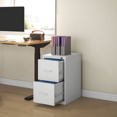 HOMCOM 2 Drawer Filing Cabinet Steel File Cabinet for A4 Letter Size Cream