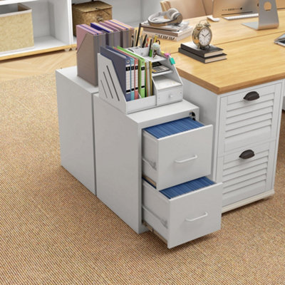 HOMCOM 2 Drawer Filing Cabinet Steel File Cabinet for A4 Letter Size Cream