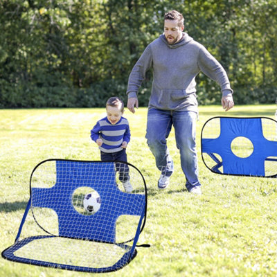 HOMCOM 2-in-1 Pop Up Kids Soccer Nets for Backyard Outdoor Sports and ...