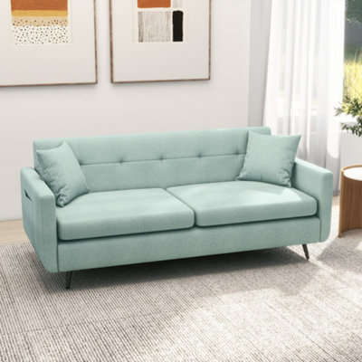 HOMCOM 2 Seater Sofa 165cm Modern Fabric Couch with Wood Legs and ...
