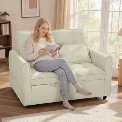 HOMCOM 2 Seater Sofa Bed, 3-in-1 Sleeper Sofa with Adjustable Backrest