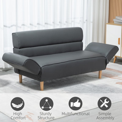 HOMCOM 2 Seater Sofas Small Couch Love Seat with Adjustable Armrest Grey