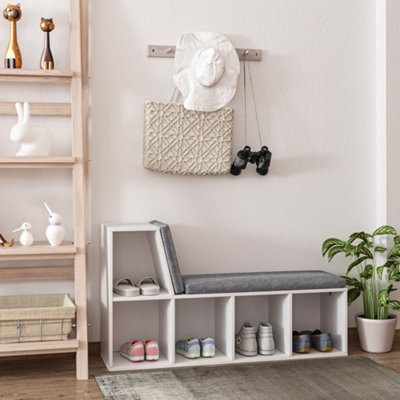 HOMCOM 2 Tier Bookcase w/ Removable Cushions Storage Cabinet for Living ...
