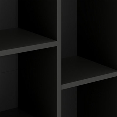 HOMCOM 2-Tier Bookshelf with 5 Open Storage Compartments, Black
