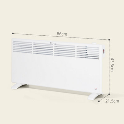 HOMCOM 2000W Panel Heater, Low Energy Electric Heater for Home, White