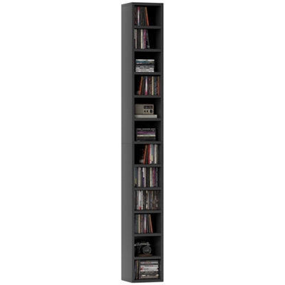 HOMCOM 204 CD STORAGE TOWER TALL BOOKCASE BOOKSHELF WITH 12 CUBES BLACK