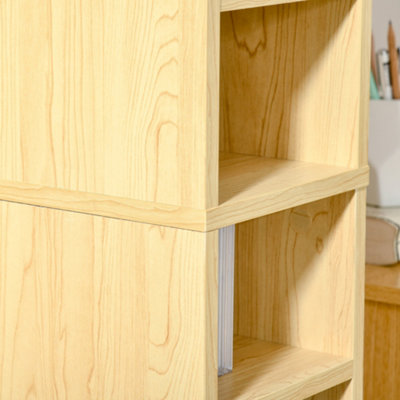 HOMCOM 204 CD STORAGE TOWER TALL BOOKCASE BOOKSHELF WITH 12 CUBES OAK TONE