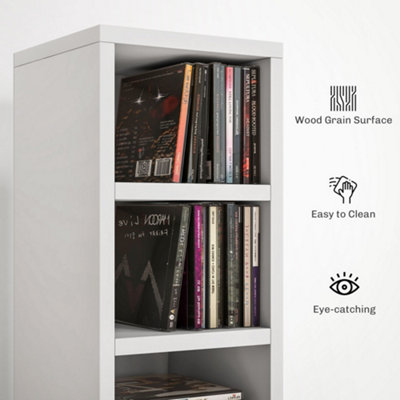 HOMCOM 204 CD Storage Tower Tall Bookcase Bookshelf with 12 Cubes White