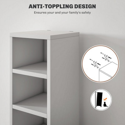 HOMCOM 204 CD Storage Tower Tall Bookcase Bookshelf with 12 Cubes White