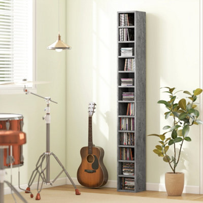 HOMCOM 204 CD Storage Tower, Tall Bookcase Bookshelf with 12 Cubes