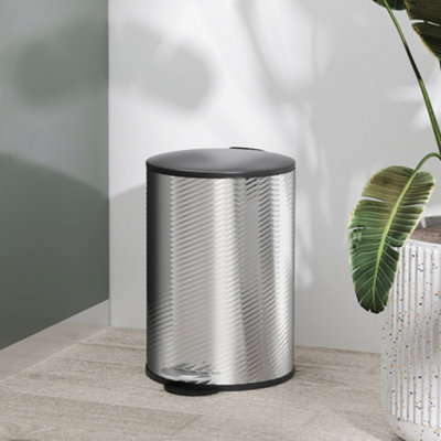 HOMCOM 20L Kitchen Pedal Bin, Stainless Steel Bin with Soft-close Lid ...
