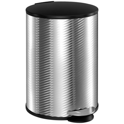 HOMCOM 20L Kitchen Pedal Bin, Stainless Steel Bin with Soft-close Lid ...