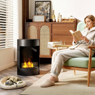 HOMCOM 22" Bioethanol Fireplace Stove, Ethanol Fire Burner, Black