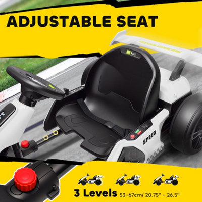 HOMCOM 24V Electric Go Kart for Kids with Adjustable Seat, White
