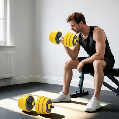 HOMCOM 25KG Barbell & Dumbbell Set Fitness Exercise Home Gym Plate Bar ...