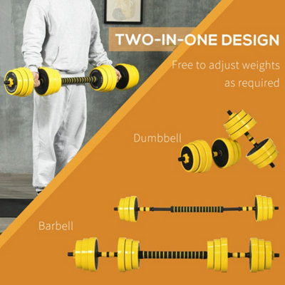 HOMCOM 25KG Barbell & Dumbbell Set Fitness Exercise Home Gym Plate Bar ...