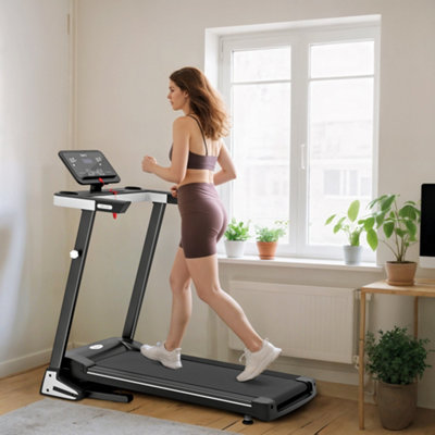 HOMCOM 2HP Motorised Treadmill 1-12km/h Folding Frame w/ Wheels Preset ...