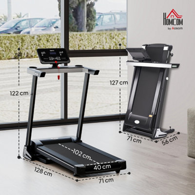 HOMCOM 2HP Motorised Treadmill 1-12km/h Folding Frame w/ Wheels Preset ...
