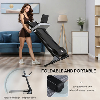 HOMCOM 2HP Motorised Treadmill 1-12km/h Folding Frame w/ Wheels Preset ...