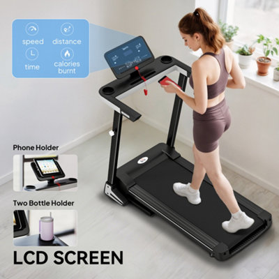 HOMCOM 2HP Motorised Treadmill 1-12km/h Folding Frame w/ Wheels Preset ...