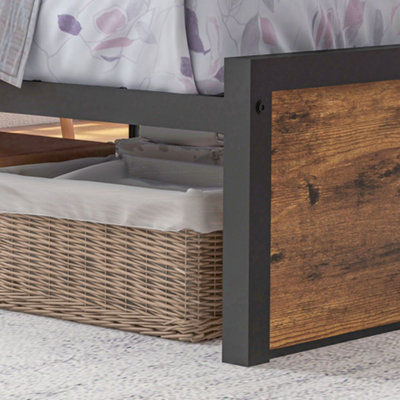 HOMCOM 3.1FT Single Bed Frame with Storage Headboard and Under Bed Storage