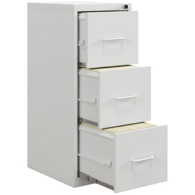 HOMCOM 3 DRAWER FILING CABINET STEEL FILE CABINET FOR A4 LETTER SIZE CREAM