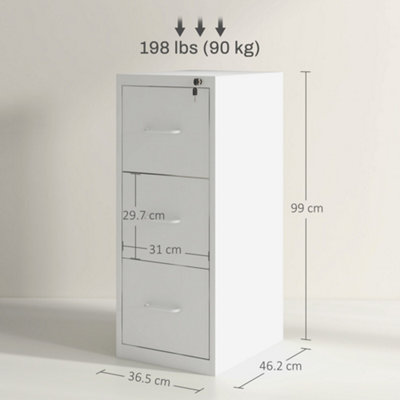 HOMCOM 3 DRAWER FILING CABINET STEEL FILE CABINET FOR A4 LETTER SIZE CREAM
