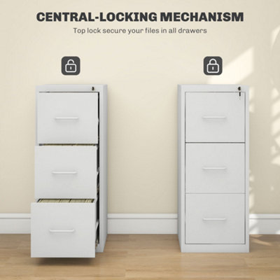 HOMCOM 3 Drawer Filing Cabinet Steel File Cabinet for A4 Letter Size Cream