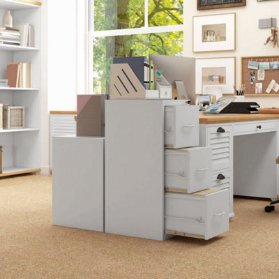 HOMCOM 3 DRAWER FILING CABINET STEEL FILE CABINET FOR A4 LETTER SIZE CREAM
