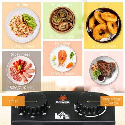 HOMCOM 3 Litre Deep Fat Fryer with Adjustable Temperature, 60min Timer ...