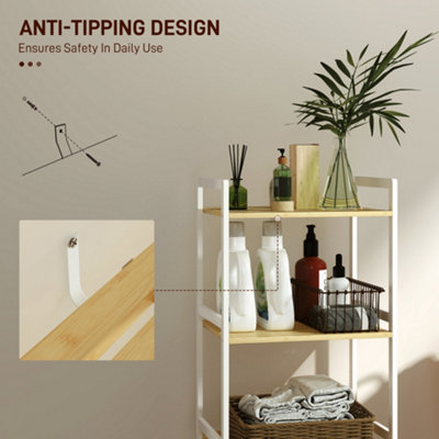 HOMCOM 3-Tier Bamboo Bathroom Storage Shelf with Adjustable Rack, Natural