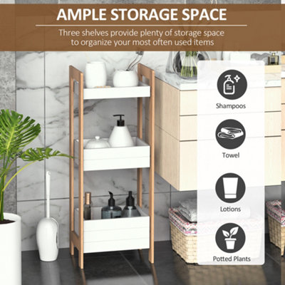 HOMCOM 3-Tier Bathroom Rack Organizer Storage Shelf Rack Free Standing ...