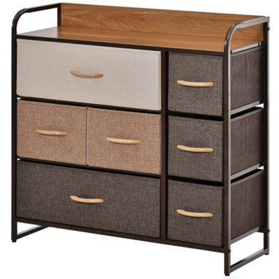 HOMCOM 3-Tier Fabric Bedroom Dresser with 7 Foldable Drawers, Multi-Colored