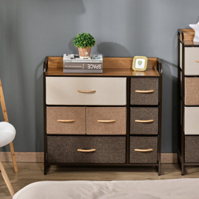 HOMCOM 3-Tier Fabric Bedroom Dresser with 7 Foldable Drawers, Multi-Colored