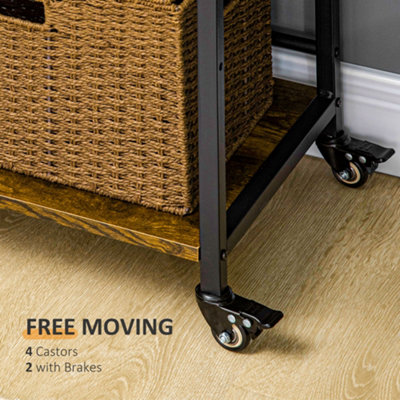 HOMCOM 3 Tier Printer Stand Utility Cart Rolling Trolley Adjustable Shelves