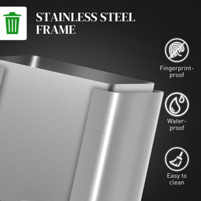 HOMCOM 3 x 15L Triple Kitchen Bin Pedal Bin for Recycling and Waste ...