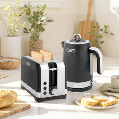 HOMCOM 3000W Rapid Boil Kettle and Toaster Set with Otter Thermostat, Black