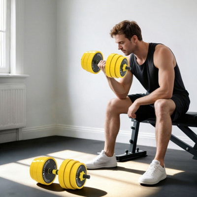 HOMCOM 30KG Barbell & Dumbbell Set Fitness Exercise Home Gym Plate Bar ...