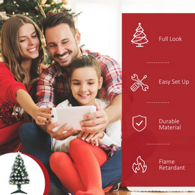 HOMCOM 3ft White Light Artificial Christmas Tree w/ 90 LED Star Topper ...