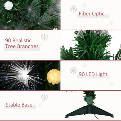 HOMCOM 3ft White Light Artificial Christmas Tree w/ 90 LED Star Topper ...