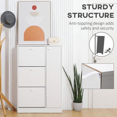 HOMCOM 4 Compartment Shoe Storage Cabinet Shelves Footwear Home Office ...